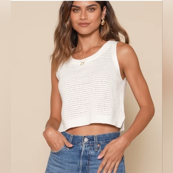 Lulus | Tops | Lulus Get The Look White Knit Tank Top | Poshmark